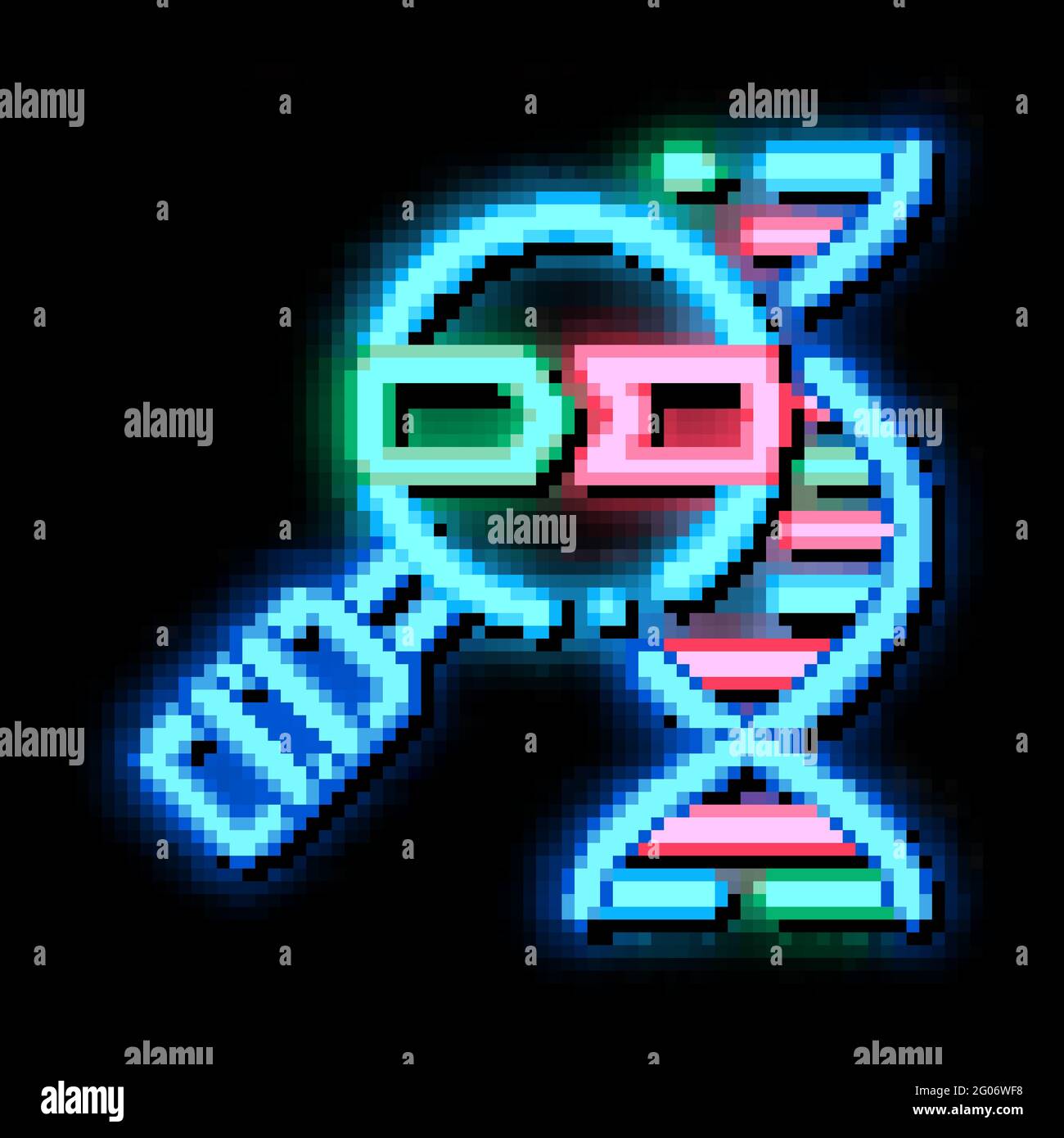 Molecule And Magnifier neon glow icon illustration Stock Vector Image ...