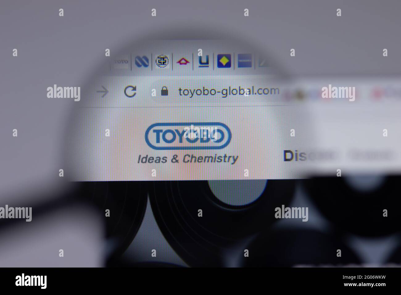 Los Angeles, California, USA - 1 June 2021: Toyobo logo or icon on website page, Illustrative ...