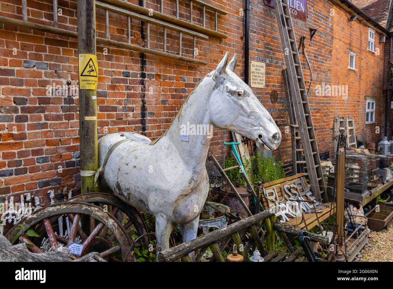 Life size statue of a horse in the courtyard of Below Stairs antiques ...