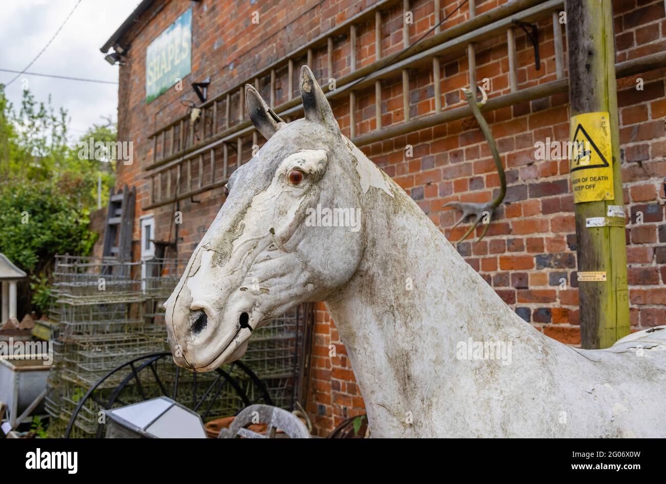 Life size statue of a horse in the courtyard of Below Stairs antiques ...