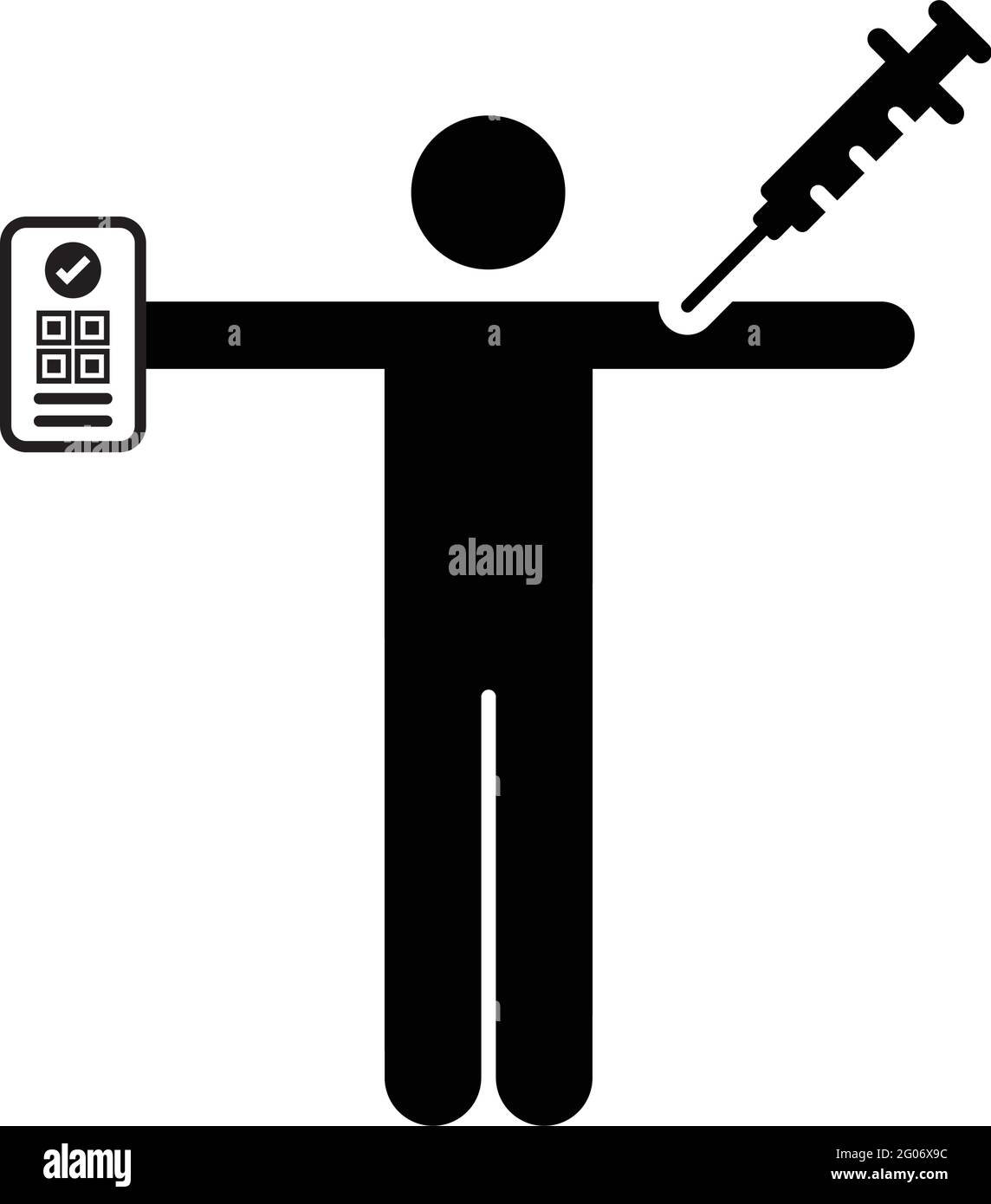 Vaccine passport icon vector with male pictogram symbol for medical and ...