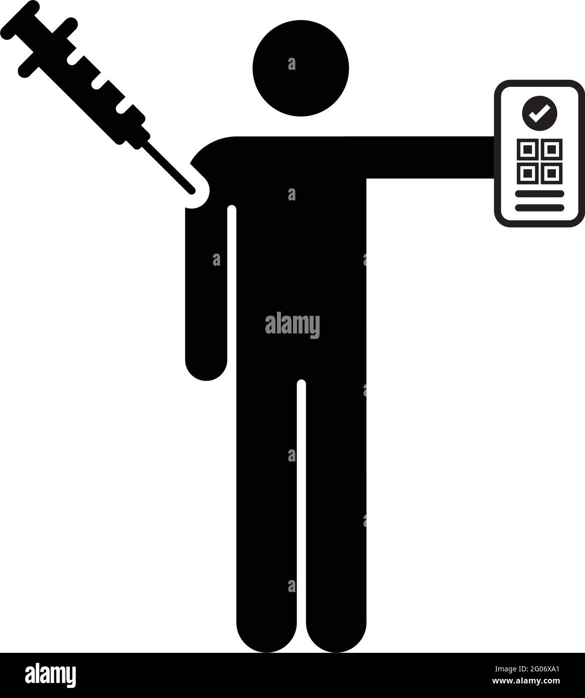 Vaccine card icon vector with male pictogram symbol for medical and ...