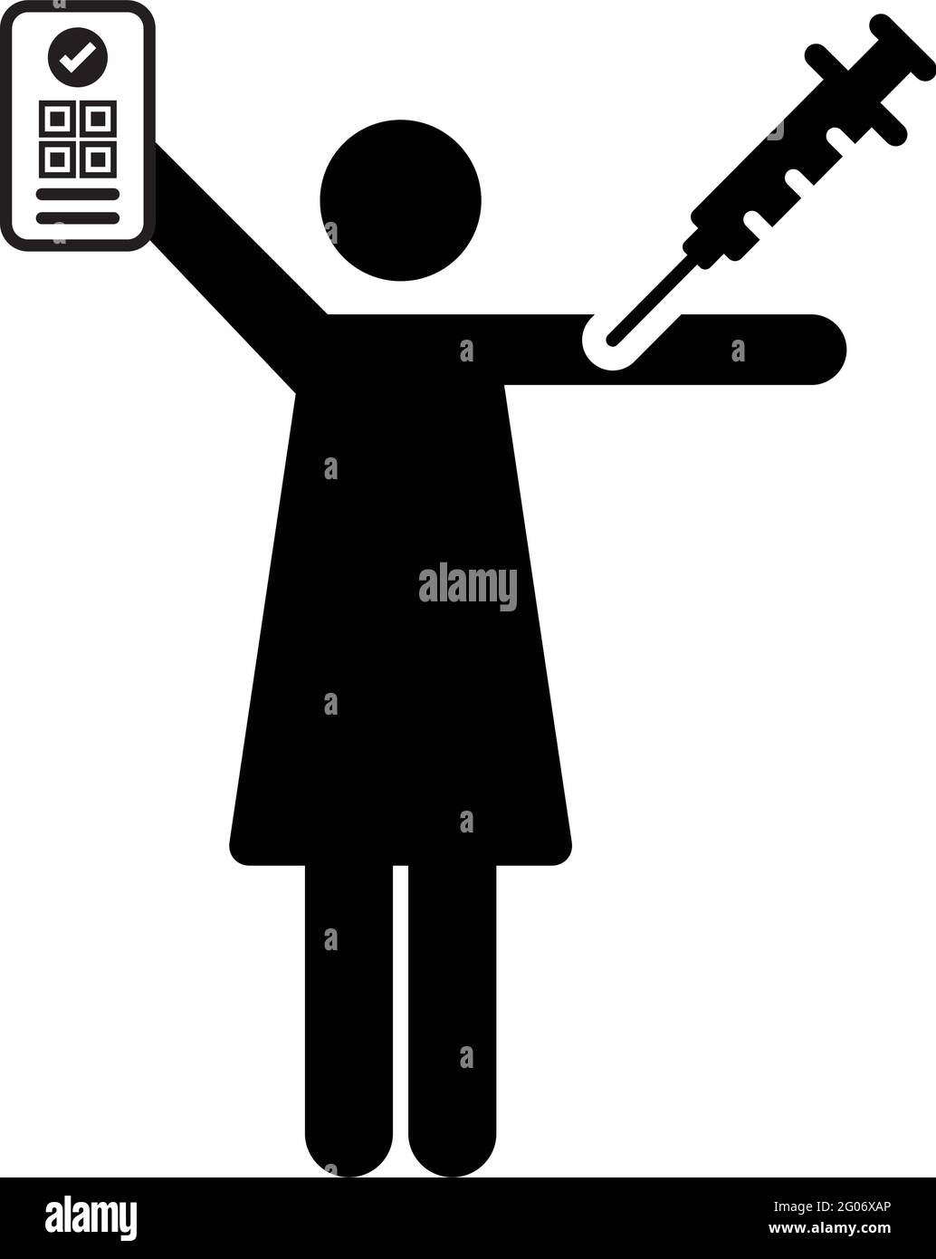 Vaccine report card icon vector with female pictogram symbol for ...
