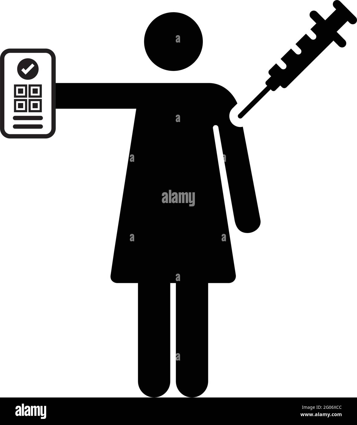 Vaccination card icon vector with female pictogram symbol for medical ...