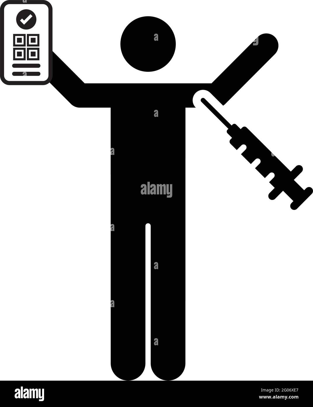 Vaccine passport icon vector with male pictogram symbol for medical and ...
