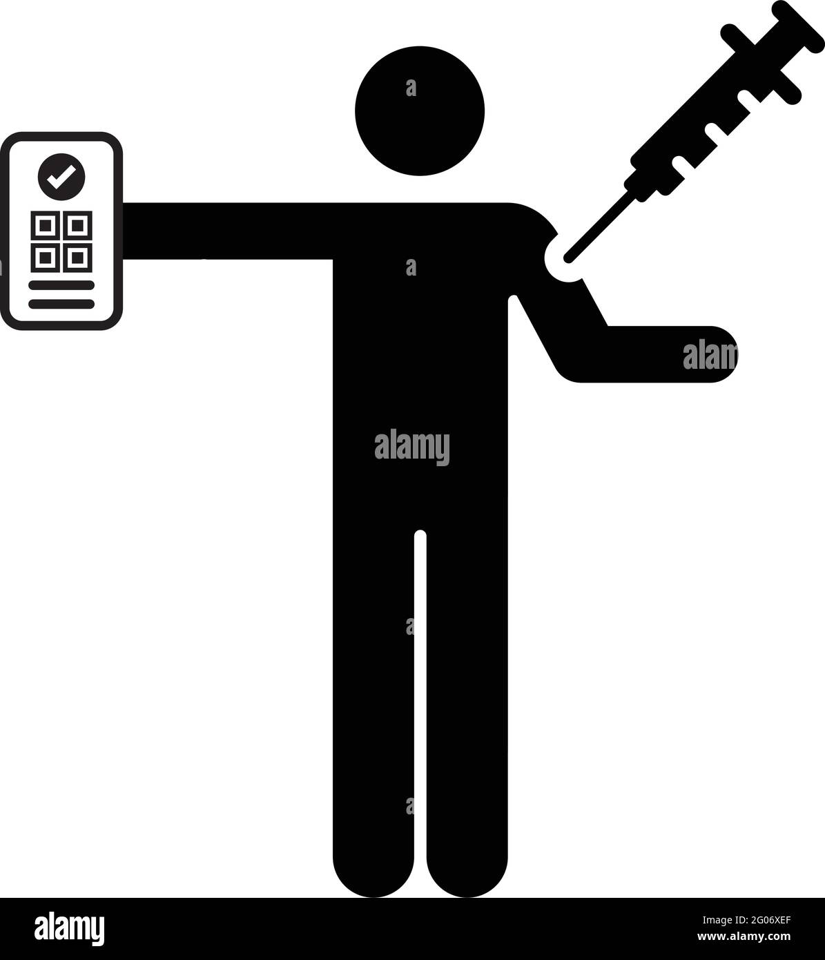 Vaccine card icon vector with male pictogram symbol for medical and ...