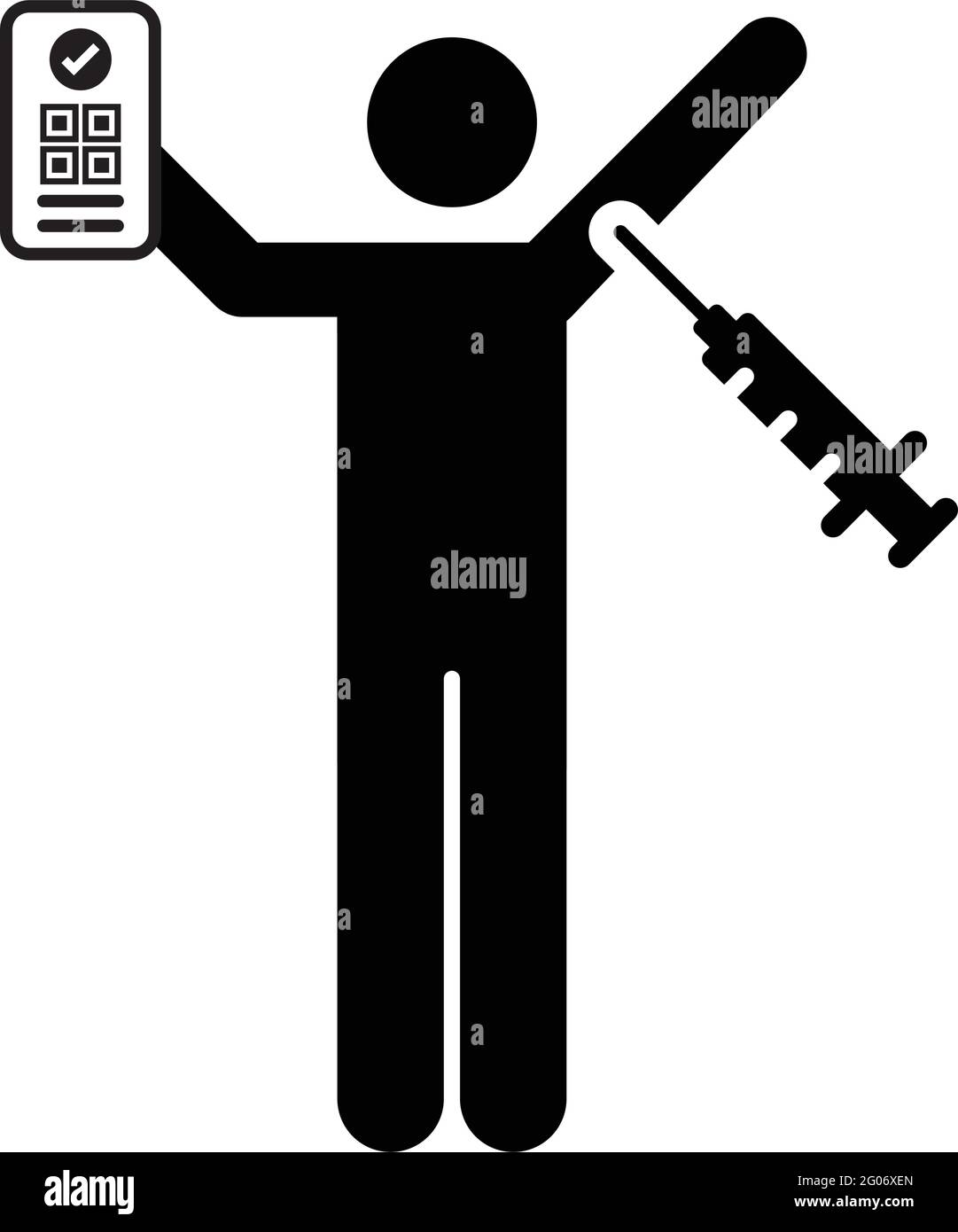 Vaccine card icon vector with male pictogram symbol for medical and ...