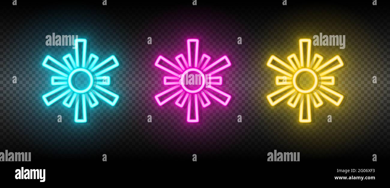 Sun blue, pink and yellow neon vector icon set Stock Vector Image & Art ...