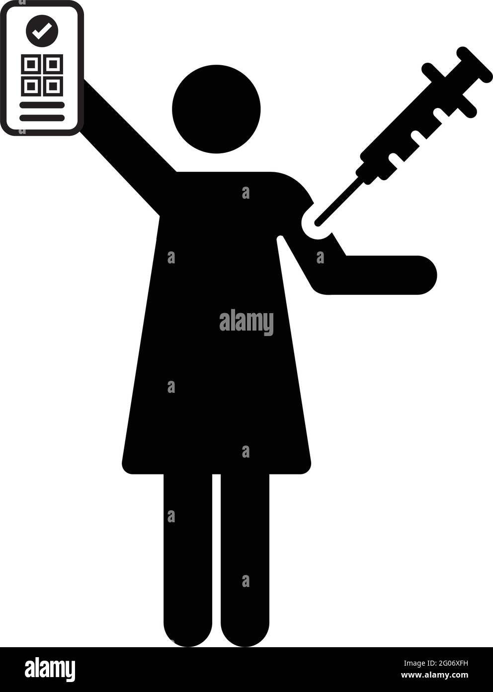 Digital vaccine passport icon vector with male pictogram symbol for ...