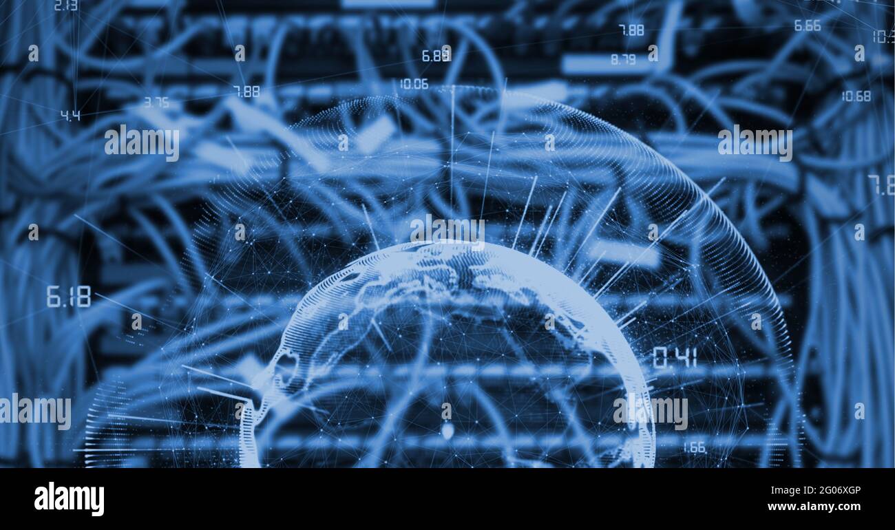 Composition of globe with network of connections over cables of ...