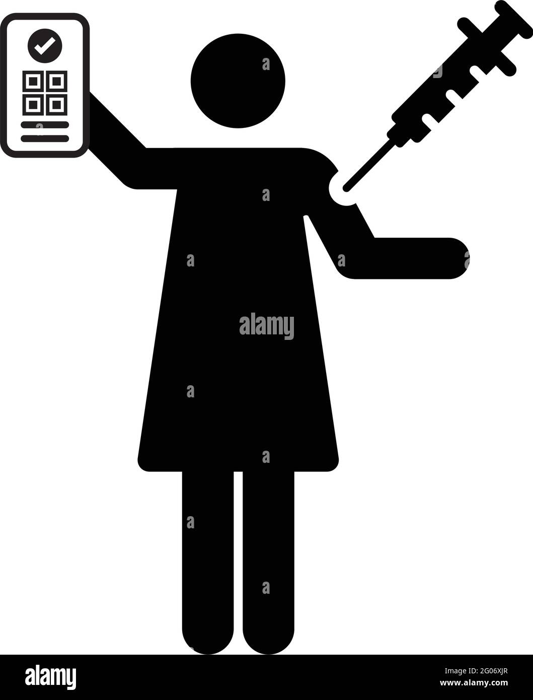 Vaccine report card icon vector with female pictogram symbol for ...
