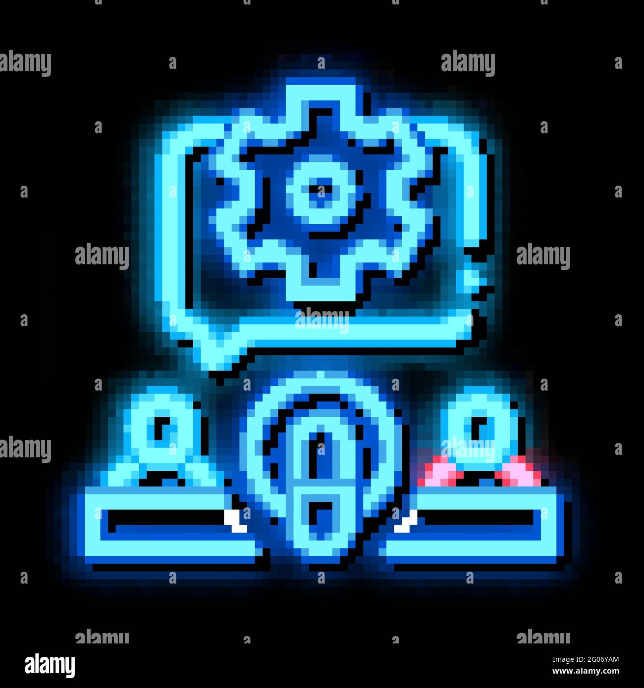 Hosts Microphone Gear neon glow icon illustration Stock Vector Image ...