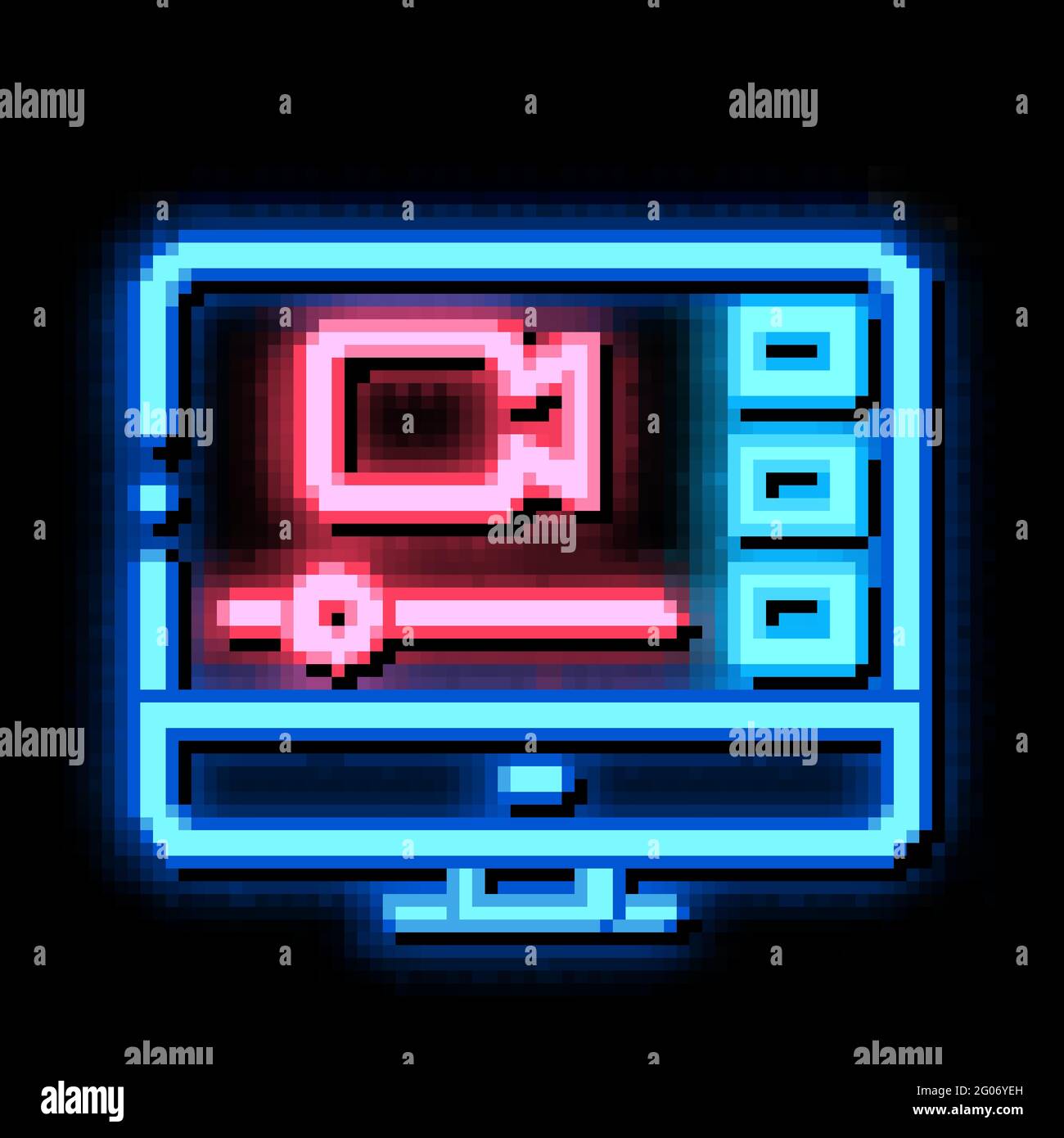 Video Player On Screen neon glow icon illustration Stock Vector Image ...