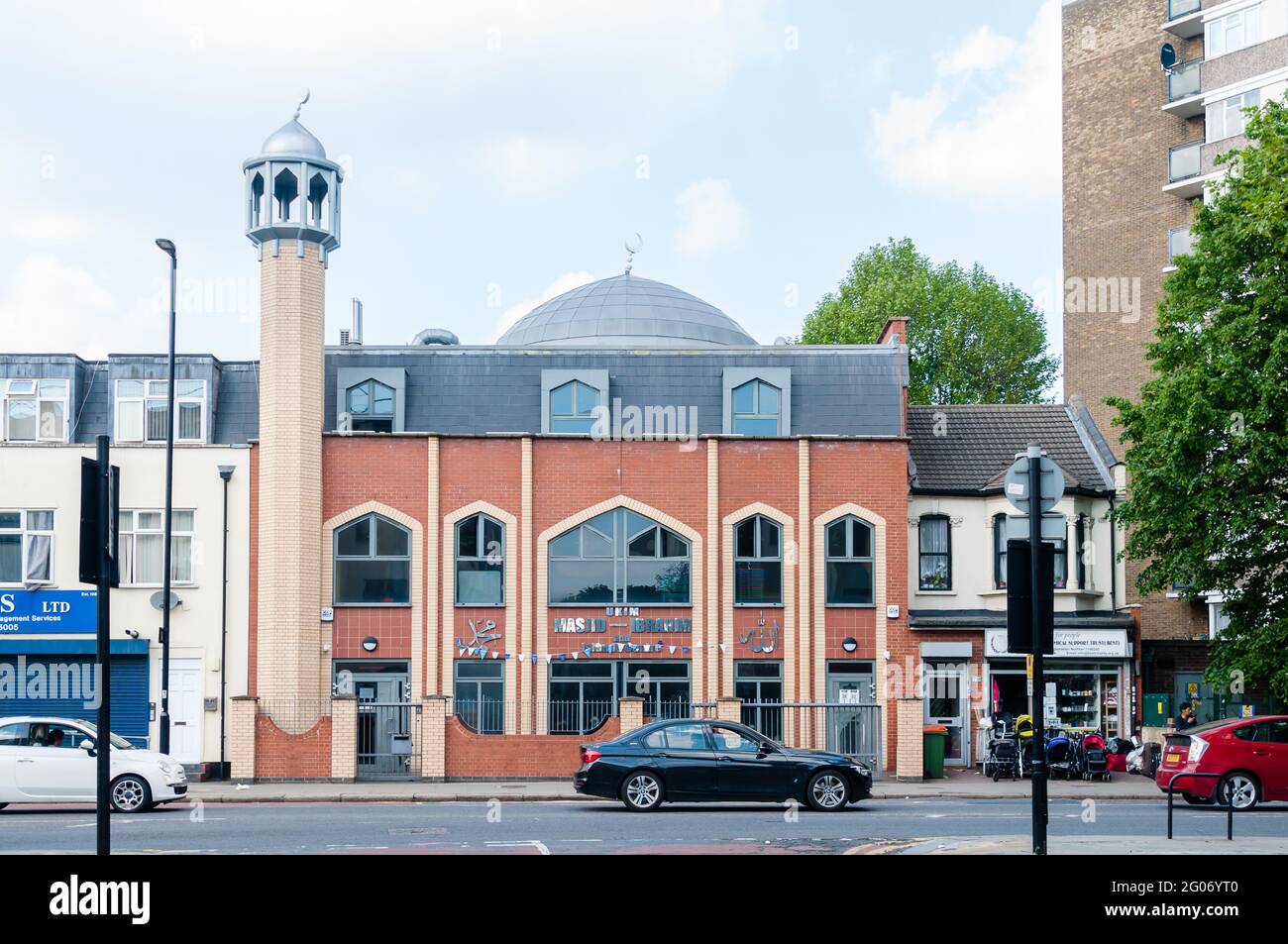 UKIM Masjid Ibrahim & Islamic Centre Plaistow, the turrets of crescent ...