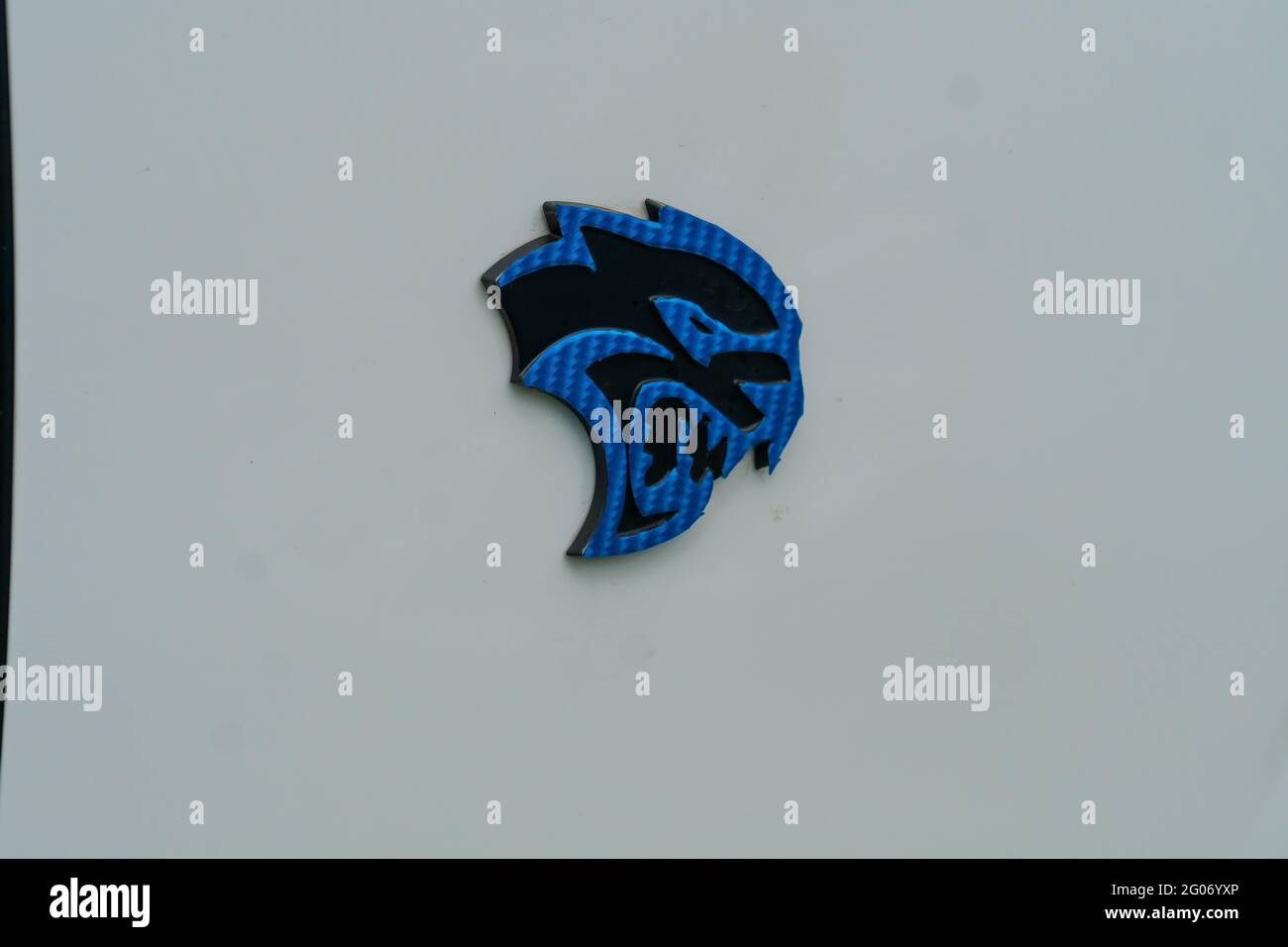 TULSA, UNITED STATES - May 31, 2021: A background of the blue logo of ...