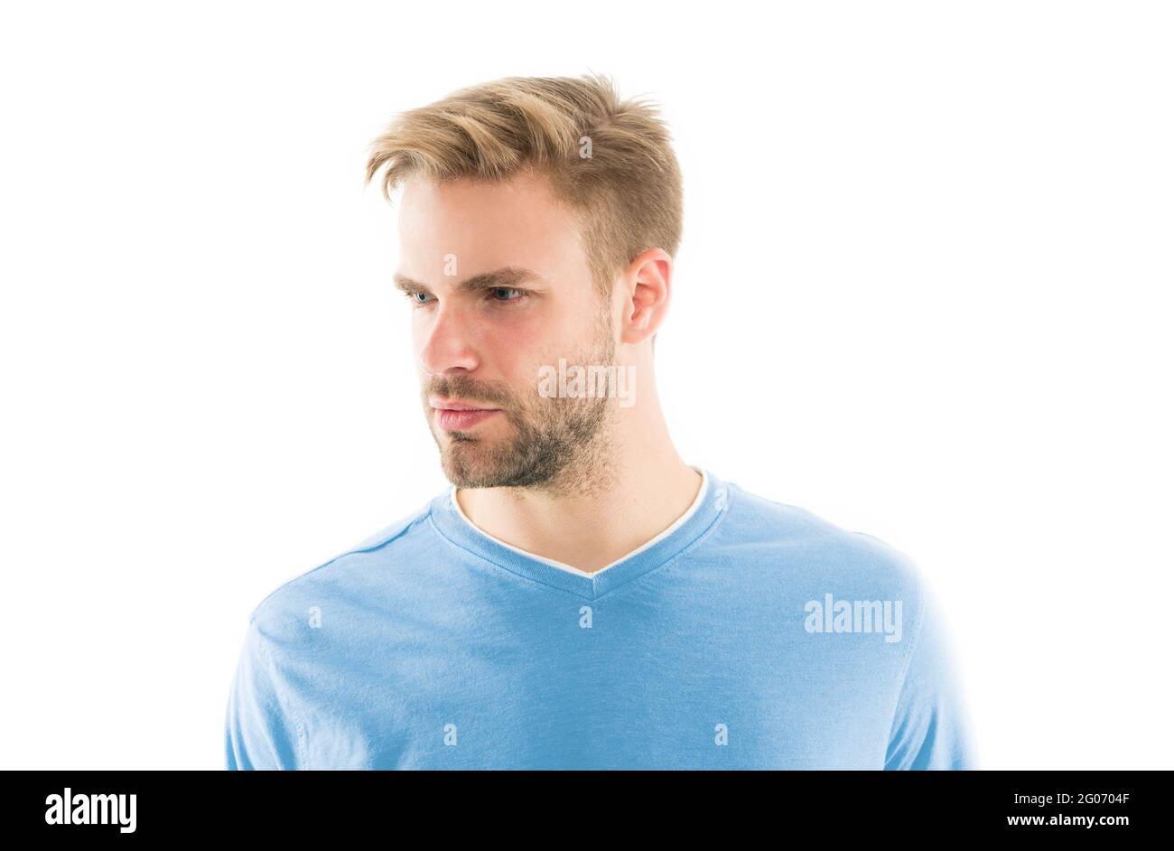 Trimming bristle. Facial hair become more fashionable. Handsome guy ...