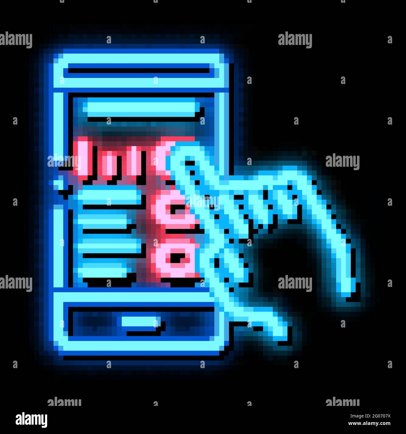 Hand Touch Phone Screen neon glow icon illustration Stock Vector Image ...