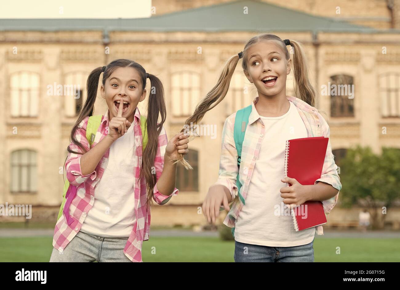 Shh girls secret. Happy children keep secret. Small girl makes secret ...