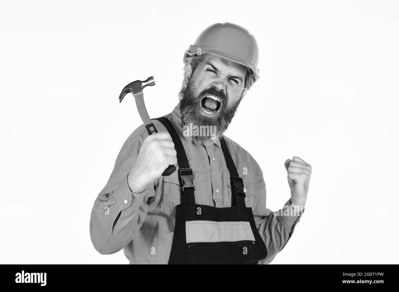 Technical work. Impulse for changes. Bearded mature man in uniform. Guy ...