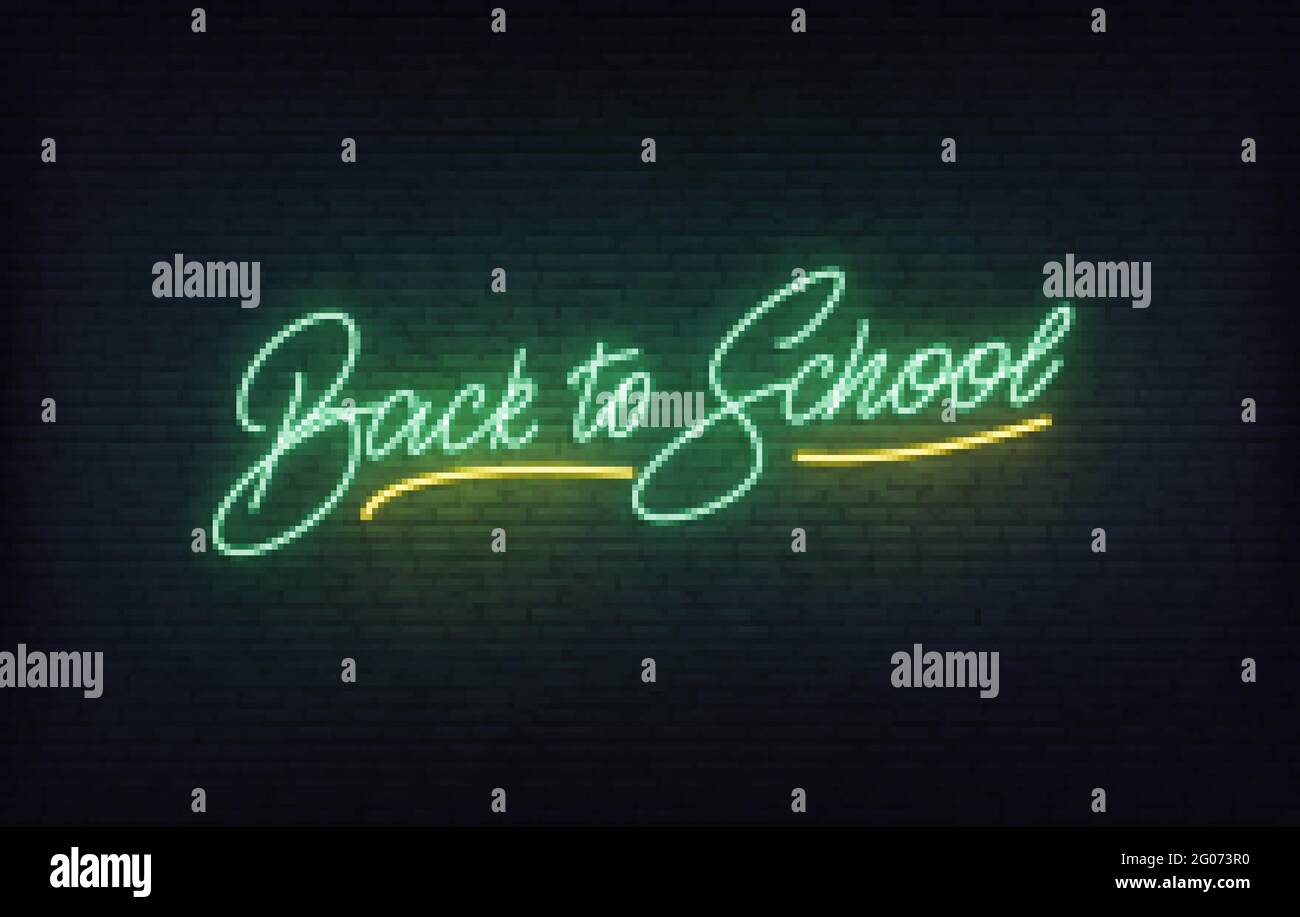 Back to School neon sign. Glowing Back to School lettering concept ...