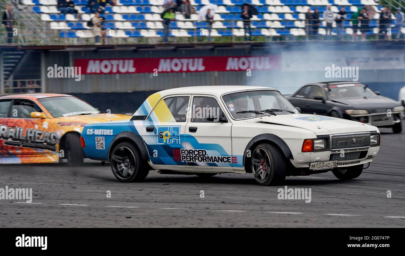 Moscow, Russia. 29th May, 2021. The sports Volga seen turning during ...