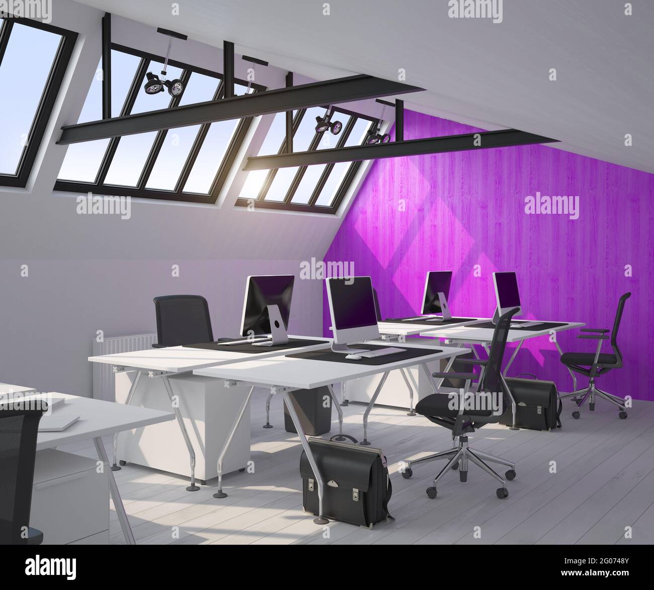 modern office interior design concept. 3d rendering idea Stock Photo ...