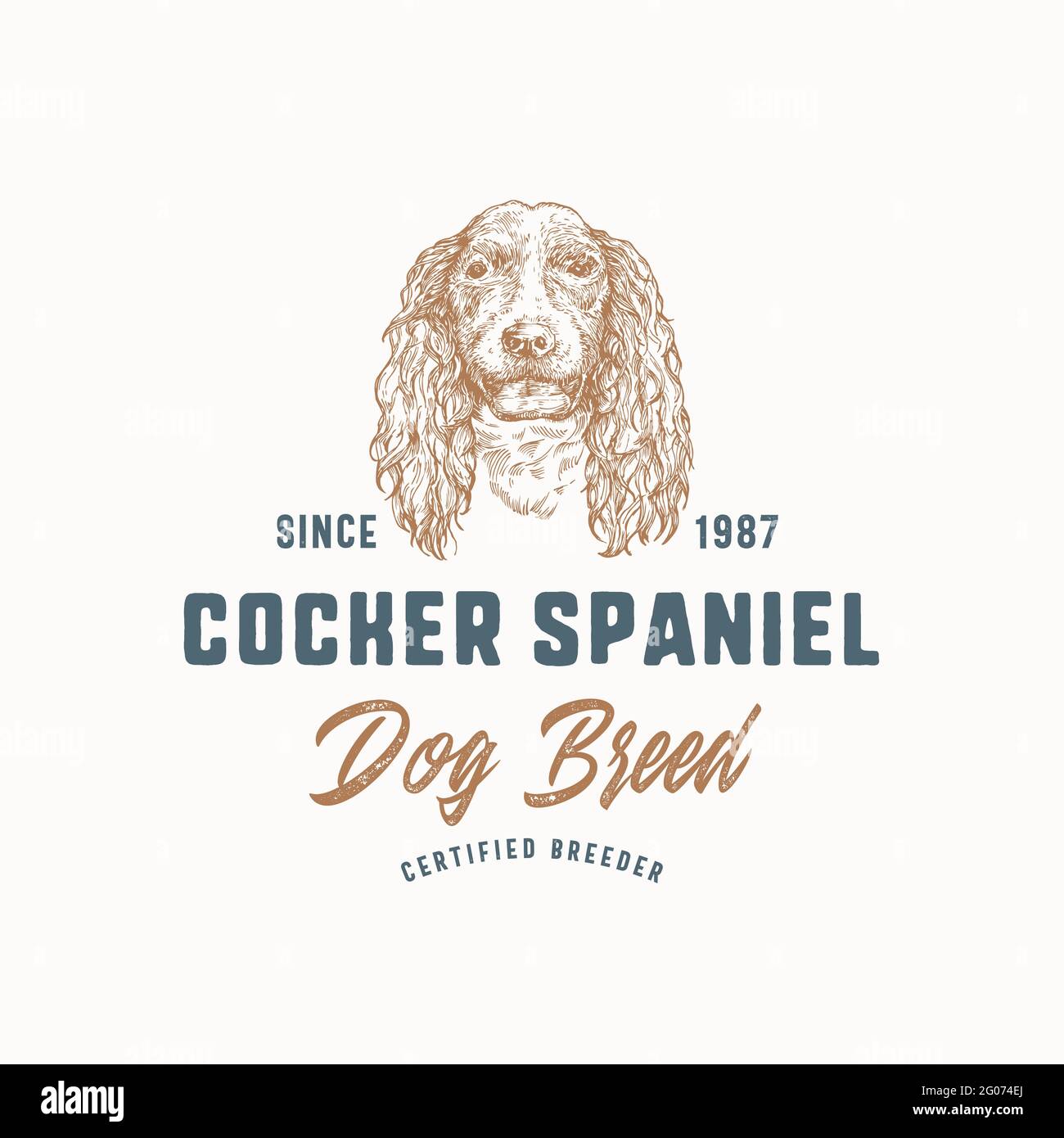 Dog Breeder Badge or Logo Template. Hand Drawn Cocker Spaniel Breed ...