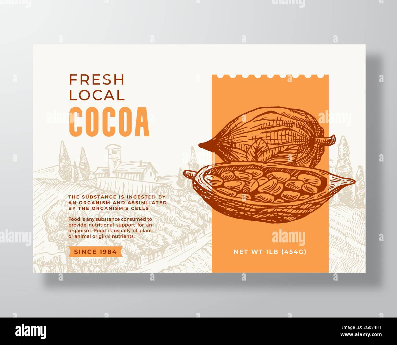 Premium Natural Cocoa Beans Label Template. Abstract Vector Packaging ...