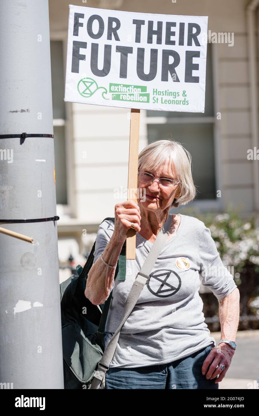 London, UK. 31 May 2021. Extinction Rebellion gather outside the ...