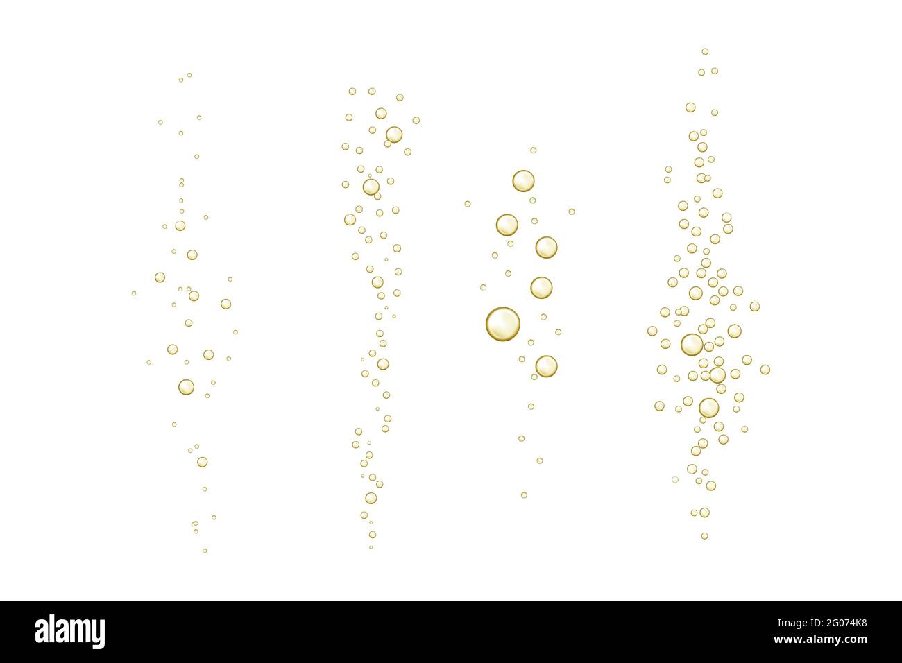 Fizzy sparkles in realistic effervescent champagne drink, soda effect ...