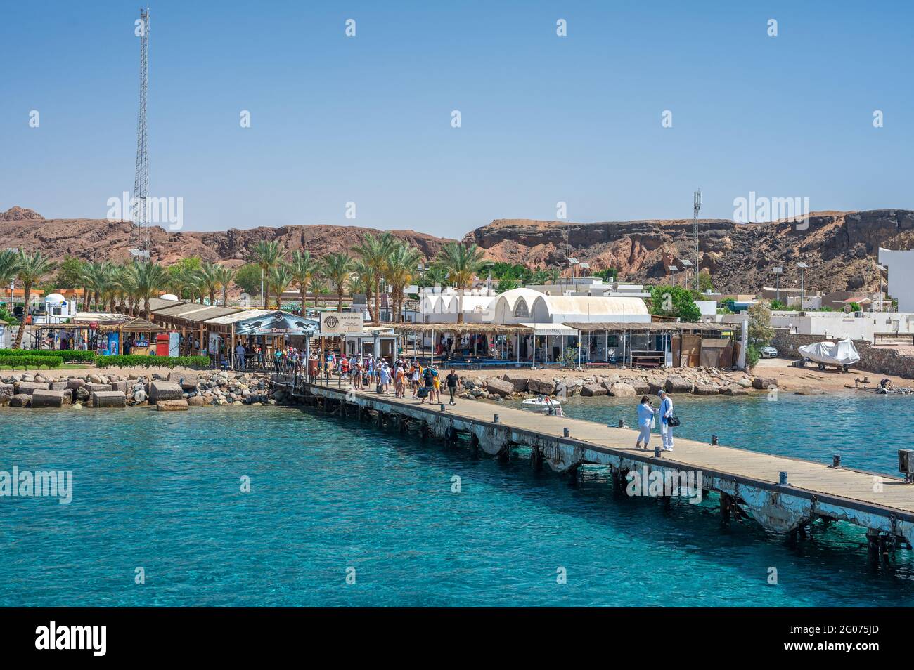 Sharm el Sheikh, EGYPT - MAY 18 2021: view of the pier and port of the ...