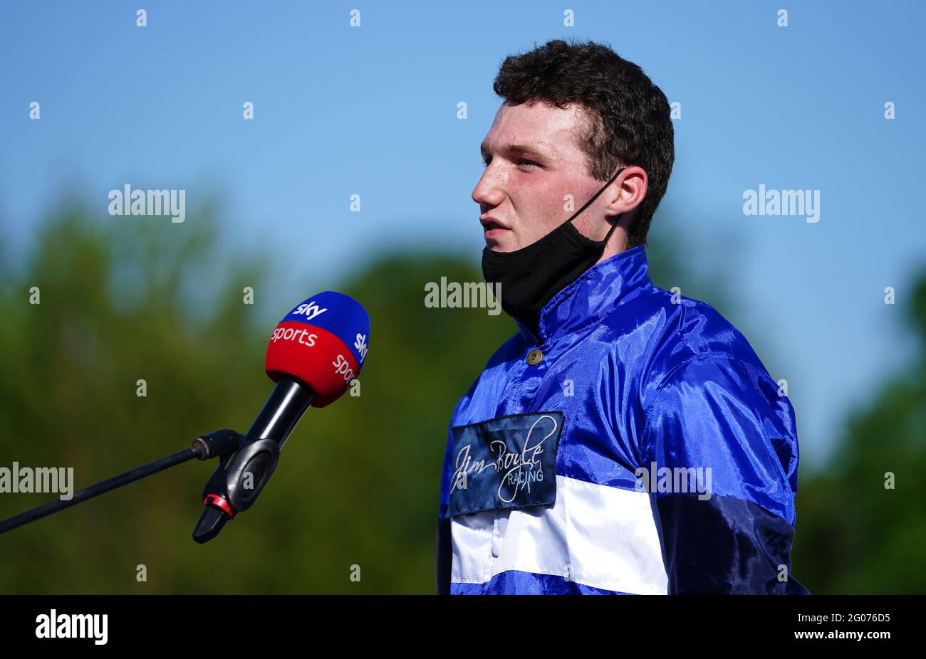 Jockey Rhys Clutterbuck is interviewed prior to The Each Way Extra At ...