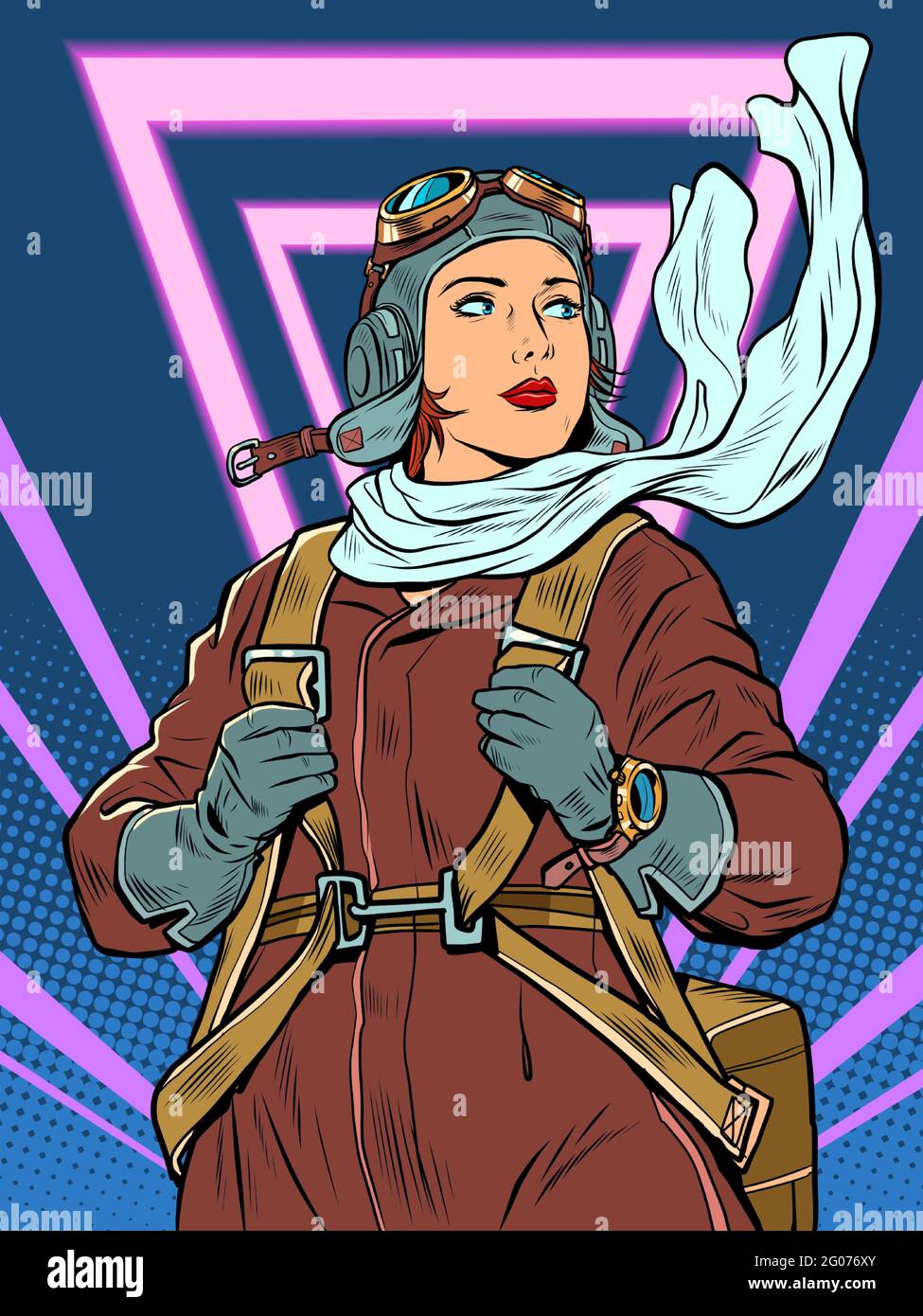 female retro pilot. professional military pilot Stock Vector Image ...