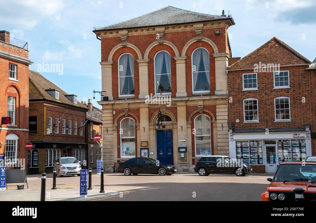 Romsey, Hampshire, England, UK. 2021. The town hall a Victorian ...