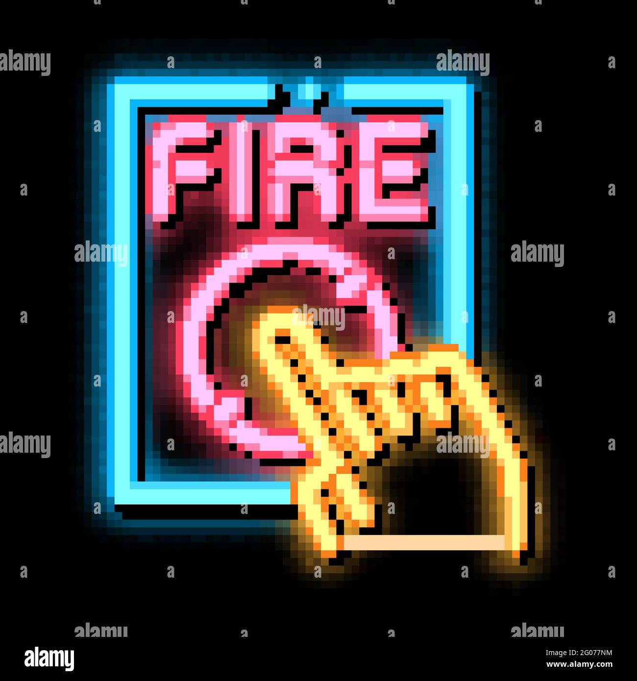 Hand Push Fire Button neon glow icon illustration Stock Vector Image ...