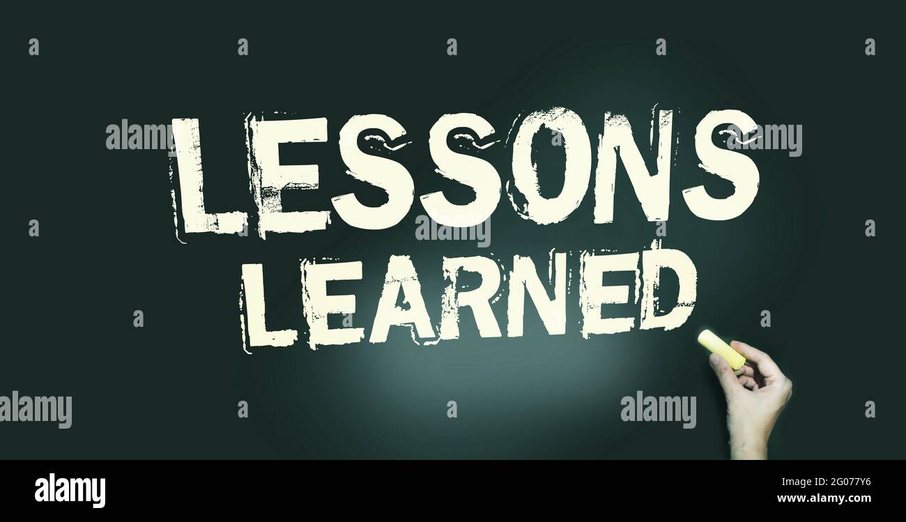 Lessons Learned written on a chalkboard. Education or business concept ...