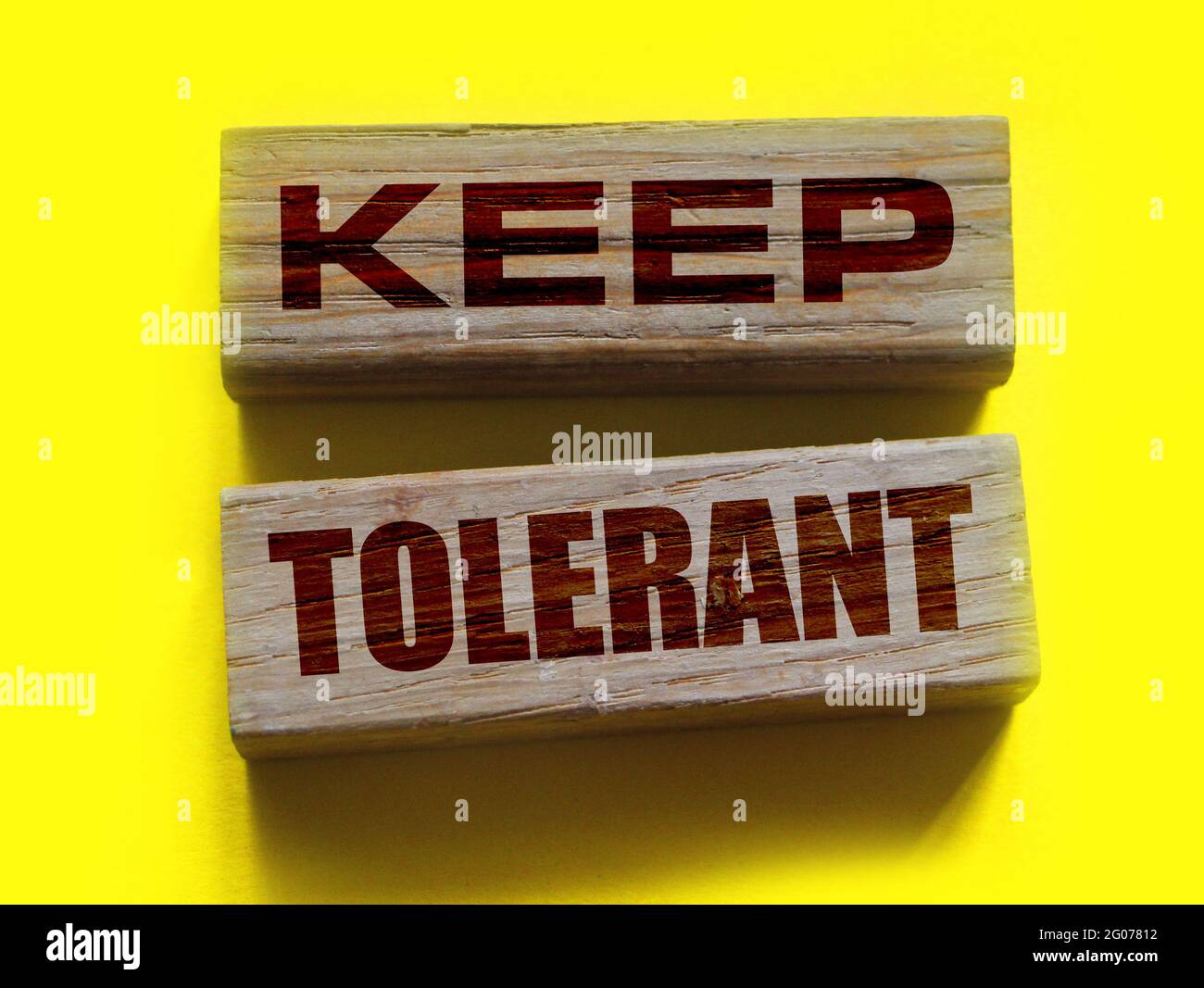 Wooden Blocks with the text Keep tolerant. Tolerance diversity social ...