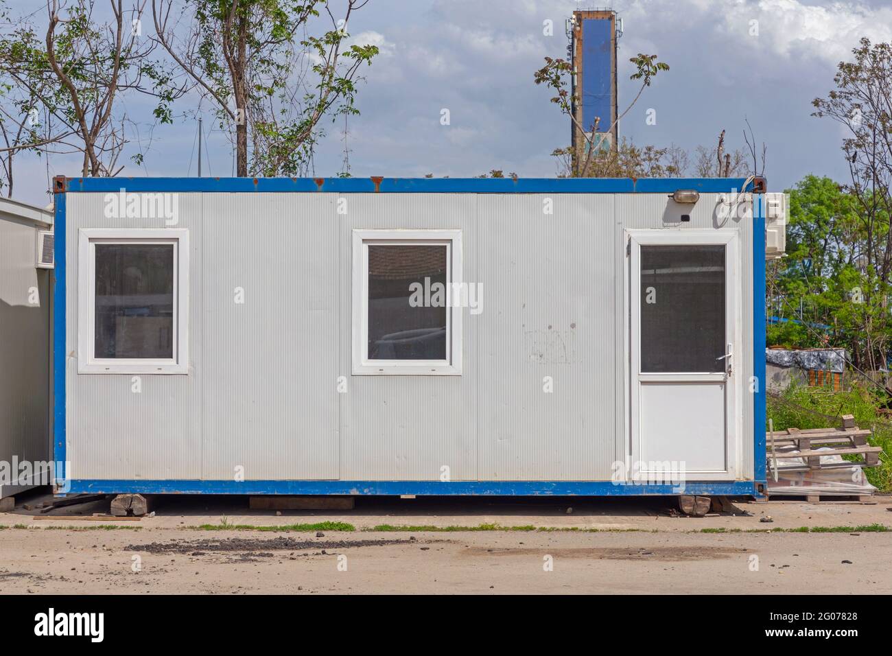 Office in Cargo Container at Construction Site Stock Photo - Alamy