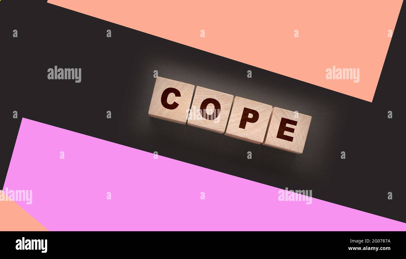 Cope from wooden letters on black background. Social concept Stock ...
