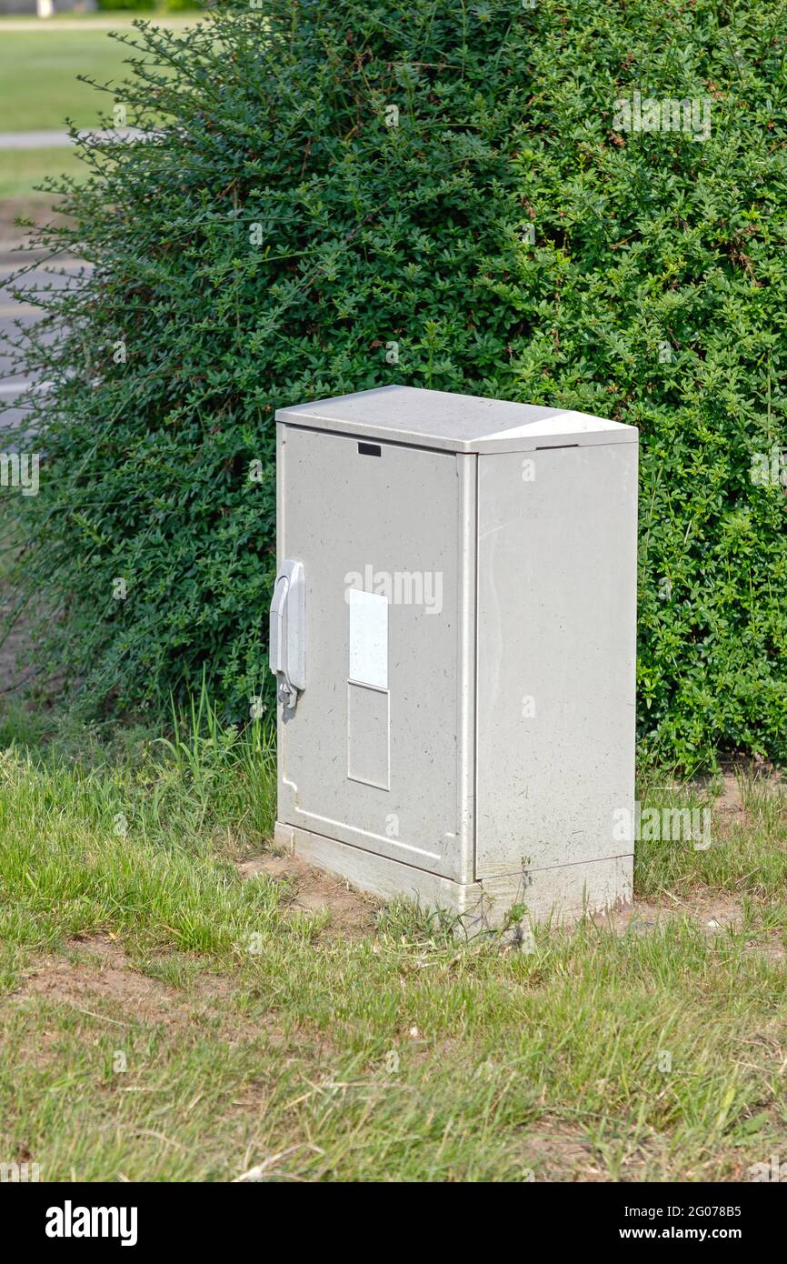 Electric Power Box in Hidden Park for Lights Stock Photo - Alamy