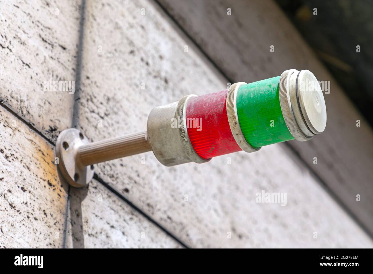 Traffic Light Signal for Parking Garage at Building Wall Stock Photo ...