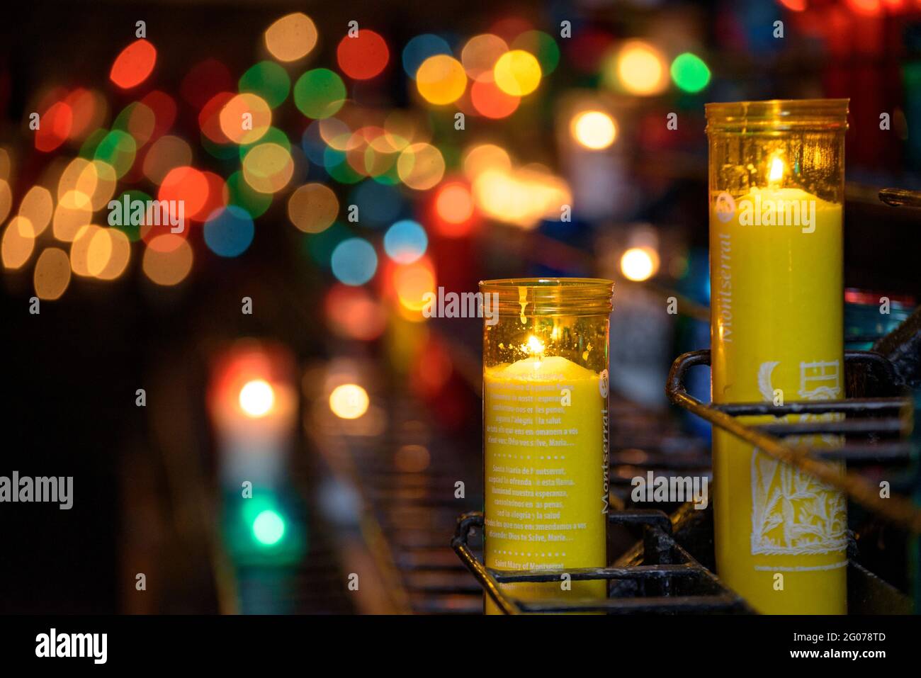 Candles on the Ave Maria Corridor of the Montserrat Abbey (Barcelona ...