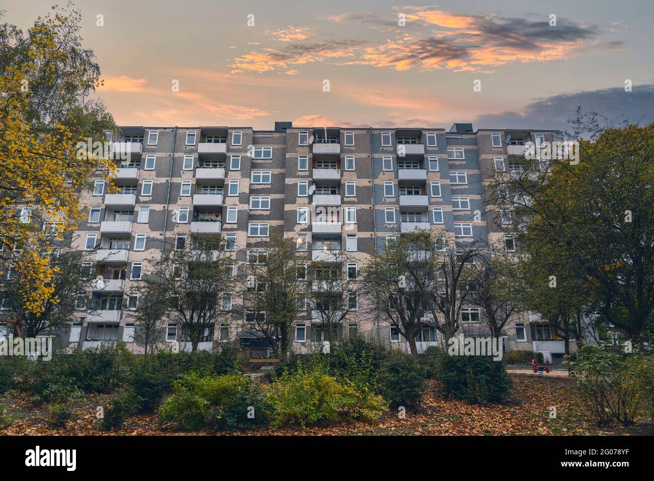 Berlin residential building with a demolished facade is being renovated ...
