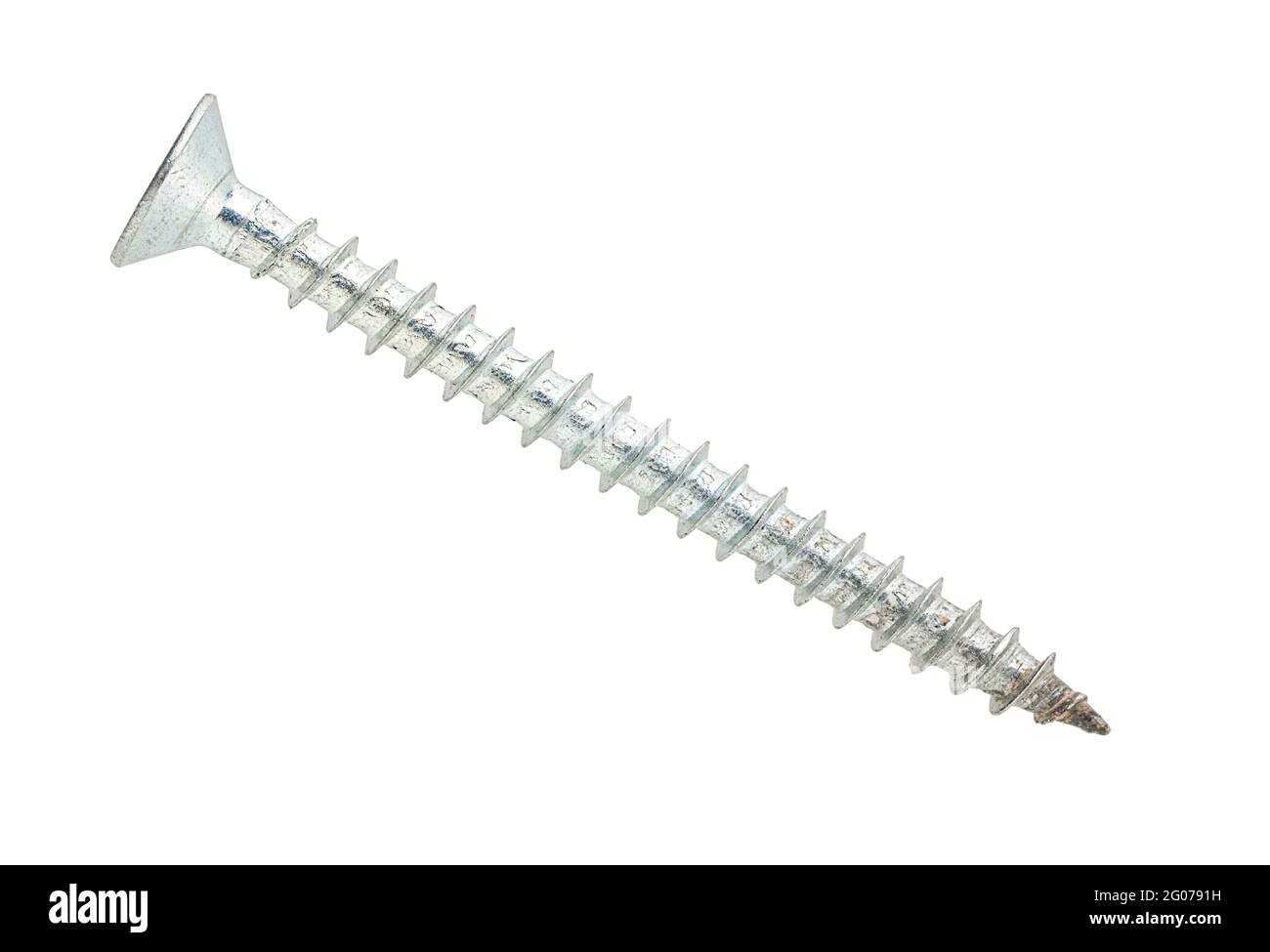 silver chipboard screw isolated on white background Stock Photo - Alamy