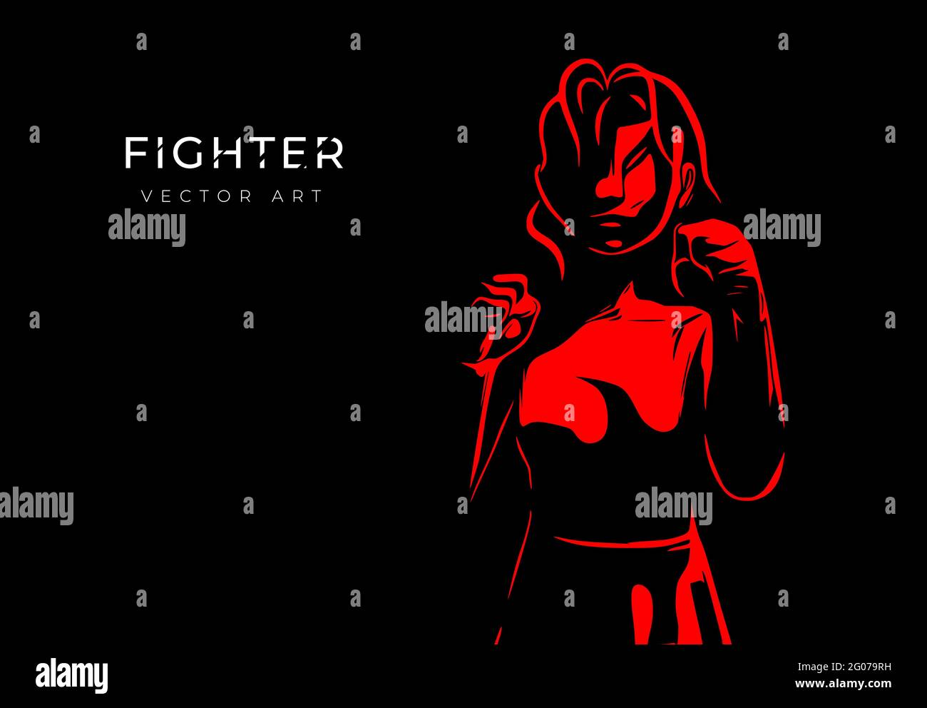 Vector illustration of a female boxer. Concept of female boxing. Modern ...