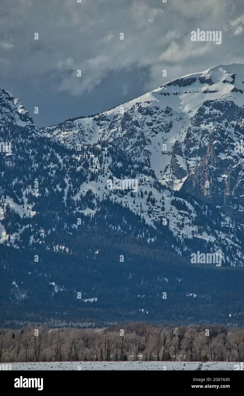 Beautiful snow mountain in cloudy weather Stock Photo - Alamy