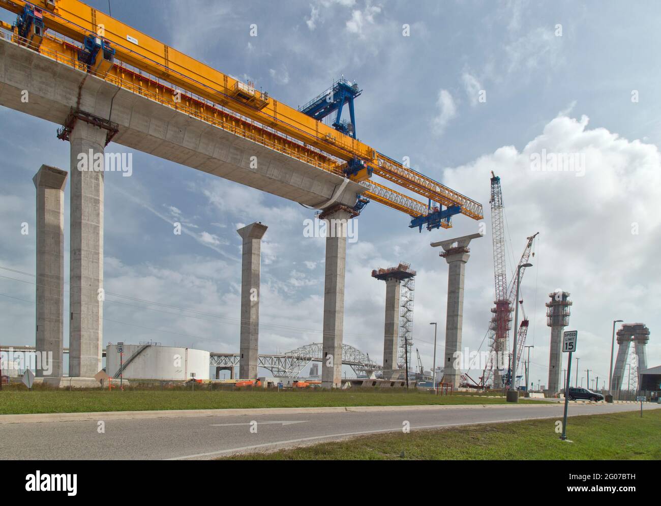 New Harbor Bridge construction, crosses the Corpus Christi Ship Channel ...