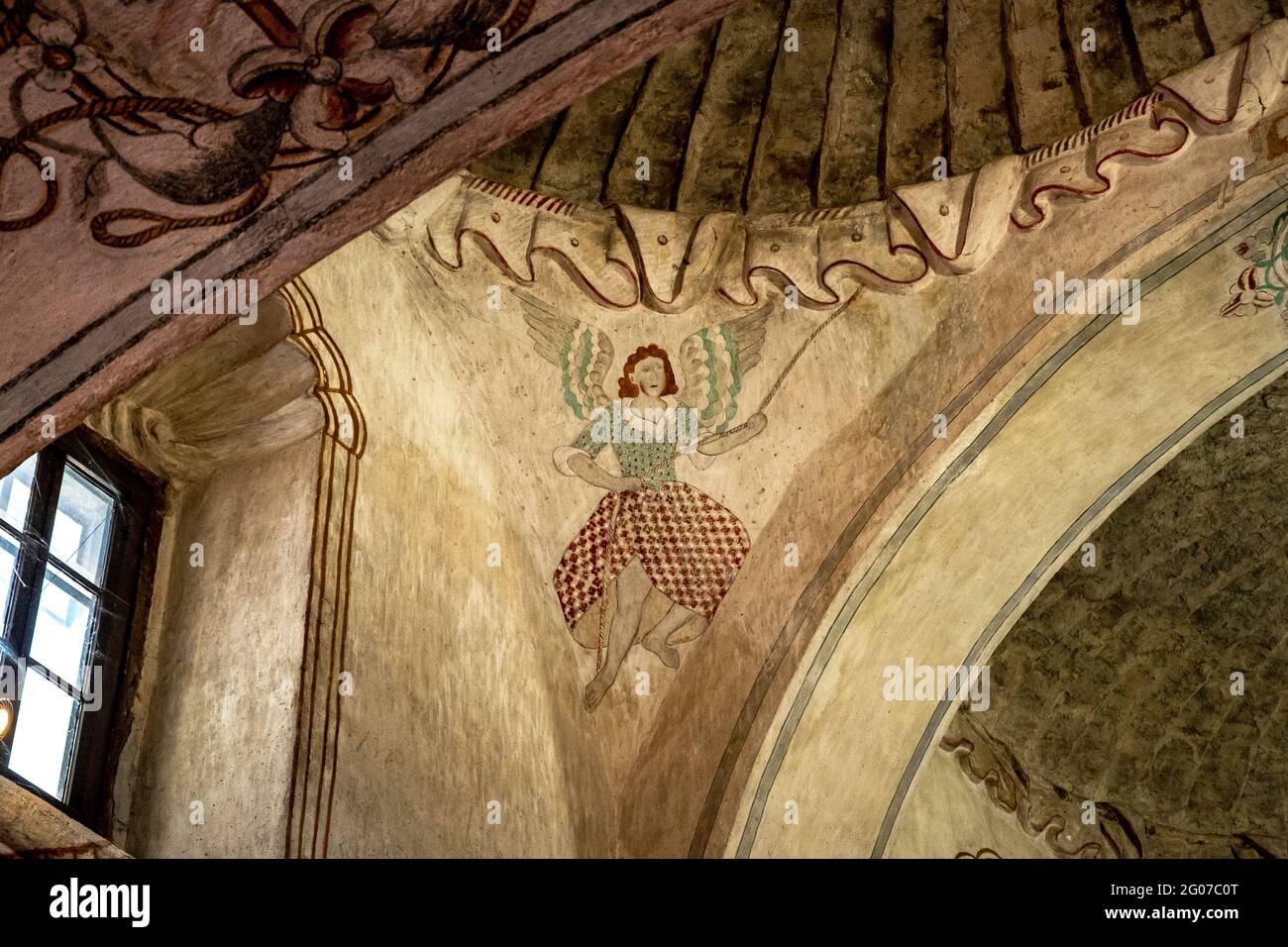 Interior of the San Xavier del Bac mission church, near Tucson, Arizona ...