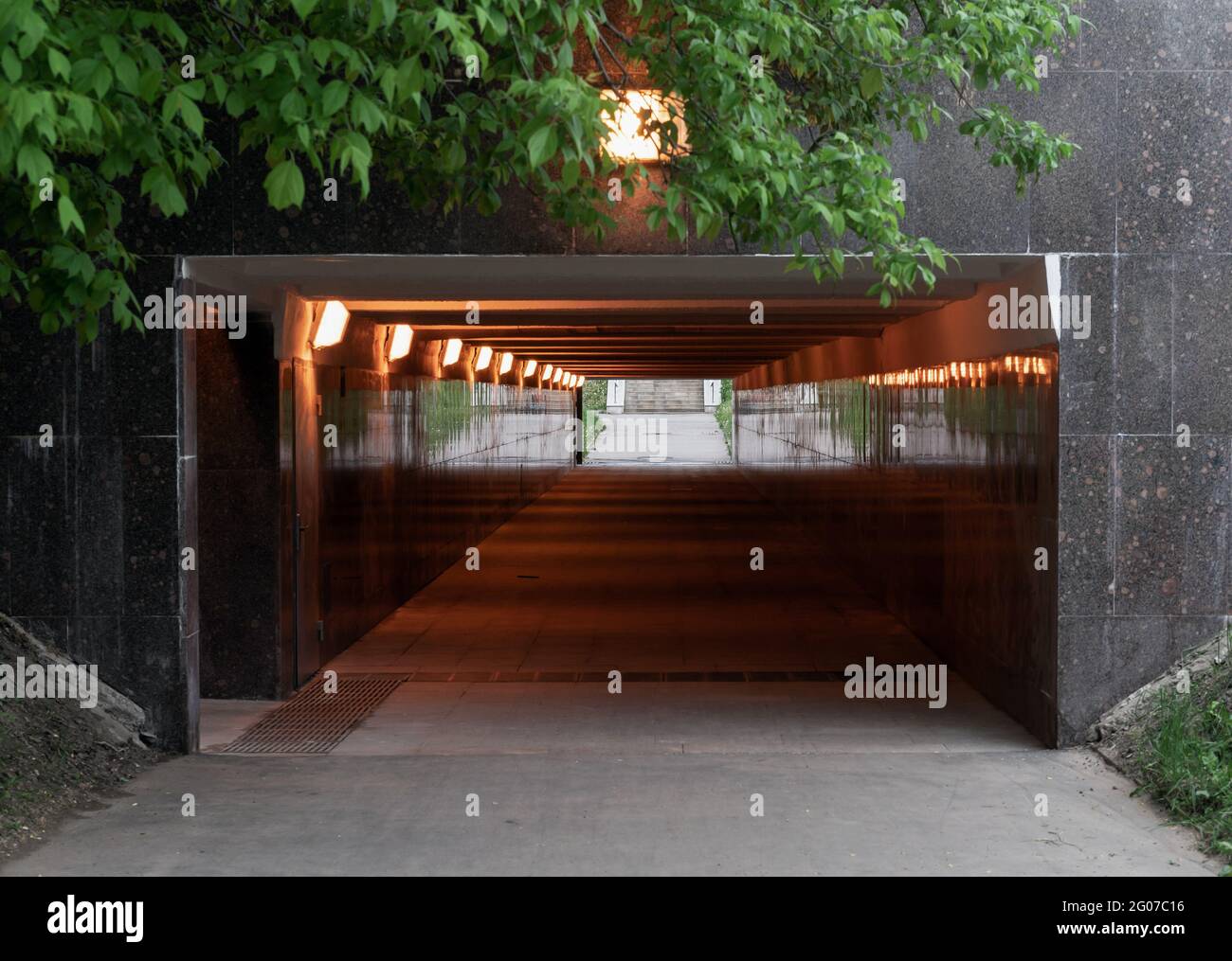 Illuminated pedestrian crossing. Underground pass. Tunnel Stock Photo ...