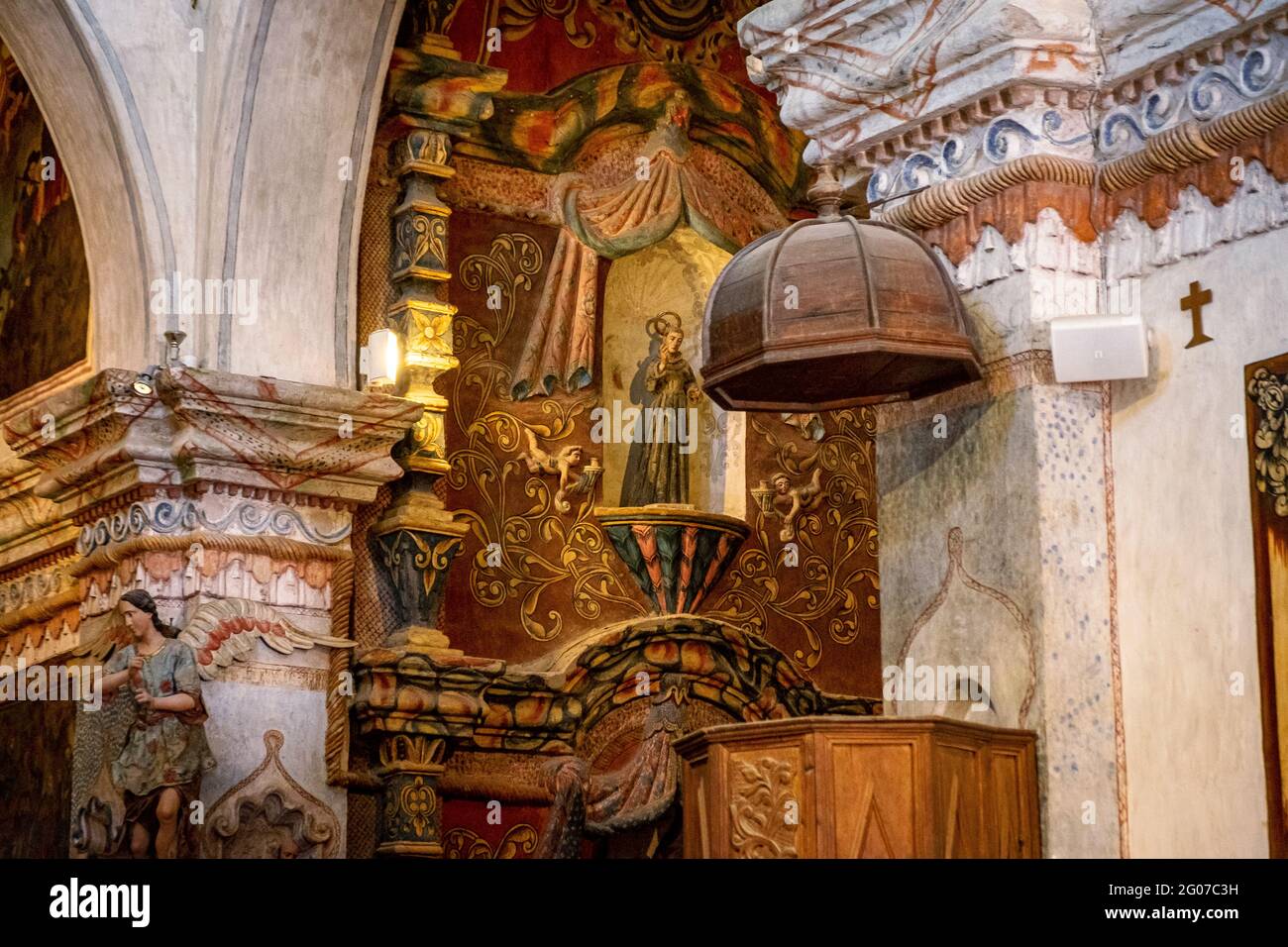 Arizona tucson san xavier del bac mission interior hi-res stock ...